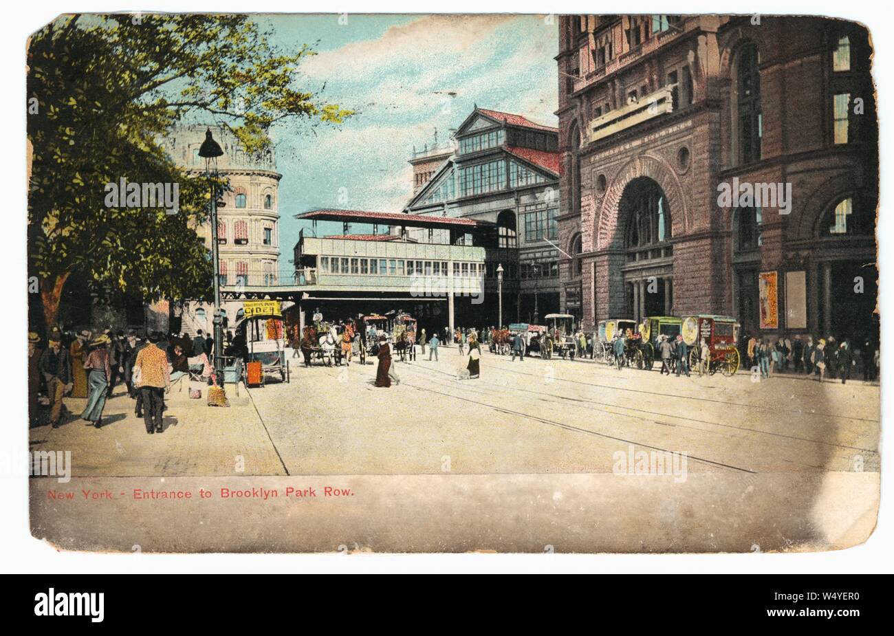 Engraved postcard of the entrance to Brooklyn Park Row, New York City ...