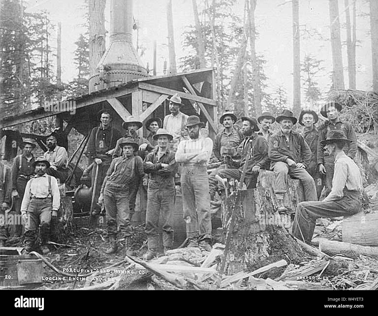 Crewmen from the Porcupine Gold Mining Company standing in front of a ...