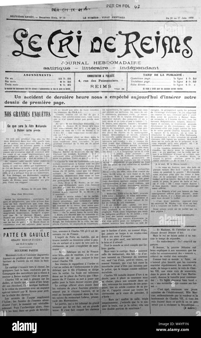 Cri de Reims 1920 juin 74567 Stock Photo - Alamy