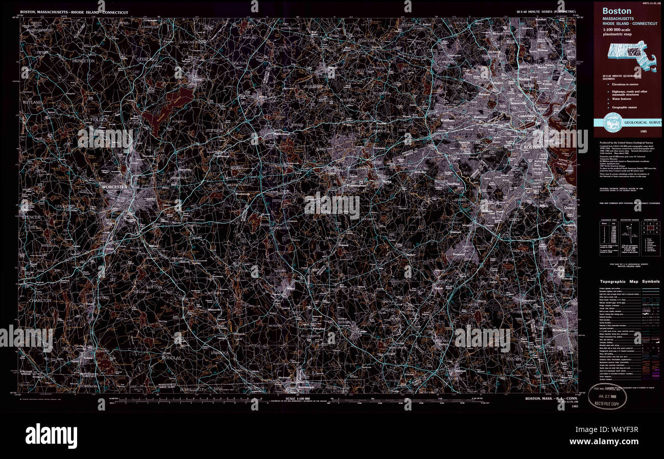 Massachusetts USGS Historical Topo Map MA Boston 353155 1985 100000 ...
