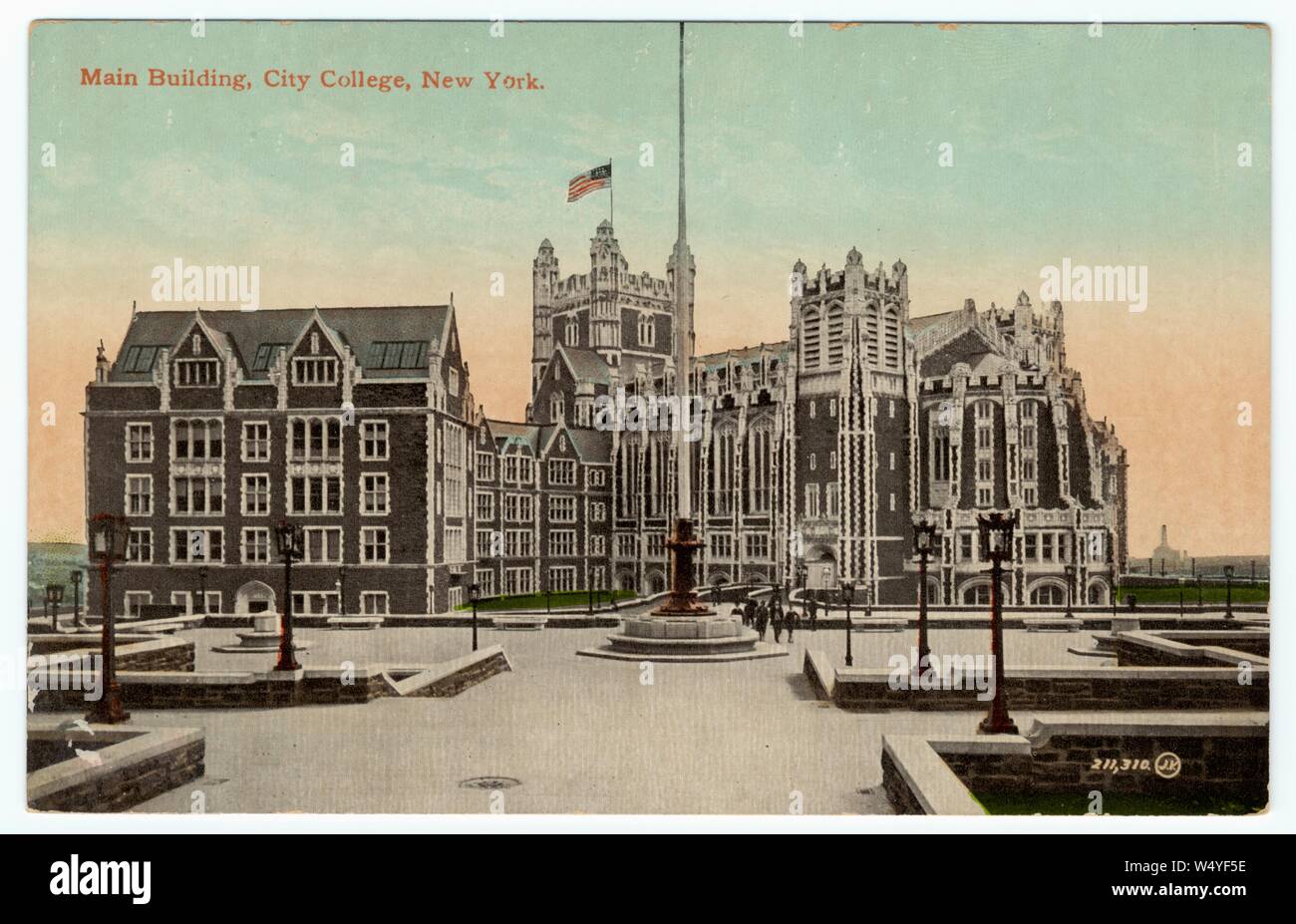 Illustrated postcard of the main building of the City College of New ...