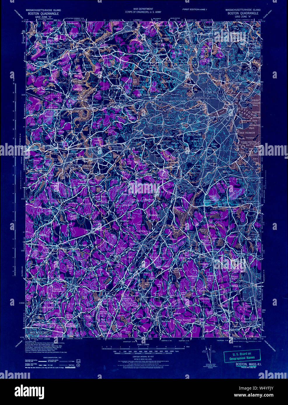 Massachusetts USGS Historical Topo Map MA Boston 353226 1943 125000 ...