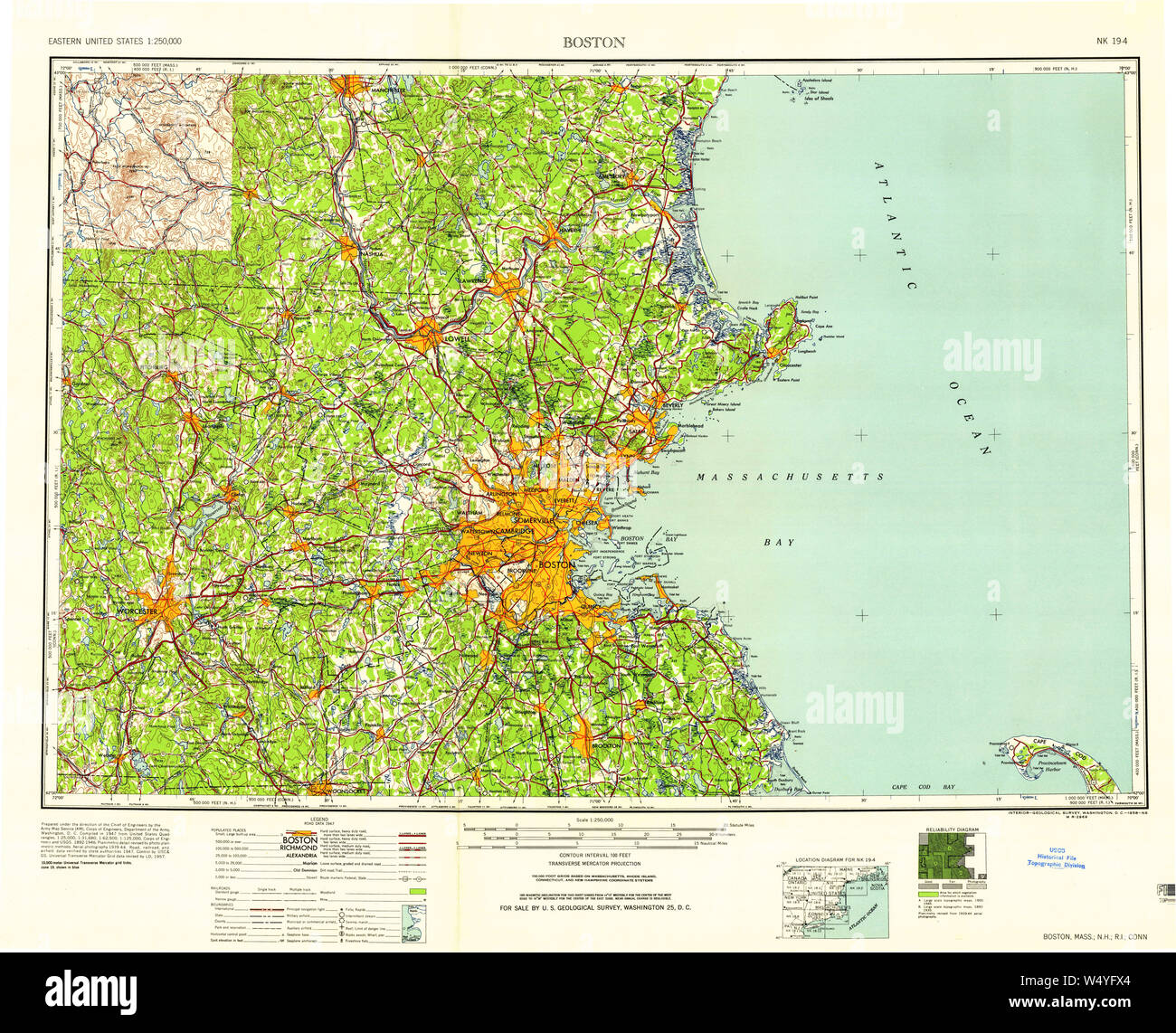 Massachusetts USGS Historical Topo Map MA Boston 353229 1958 250000 ... Massachusetts USGS Historical Topo Map MA Boston 353229 1958 250000 ...