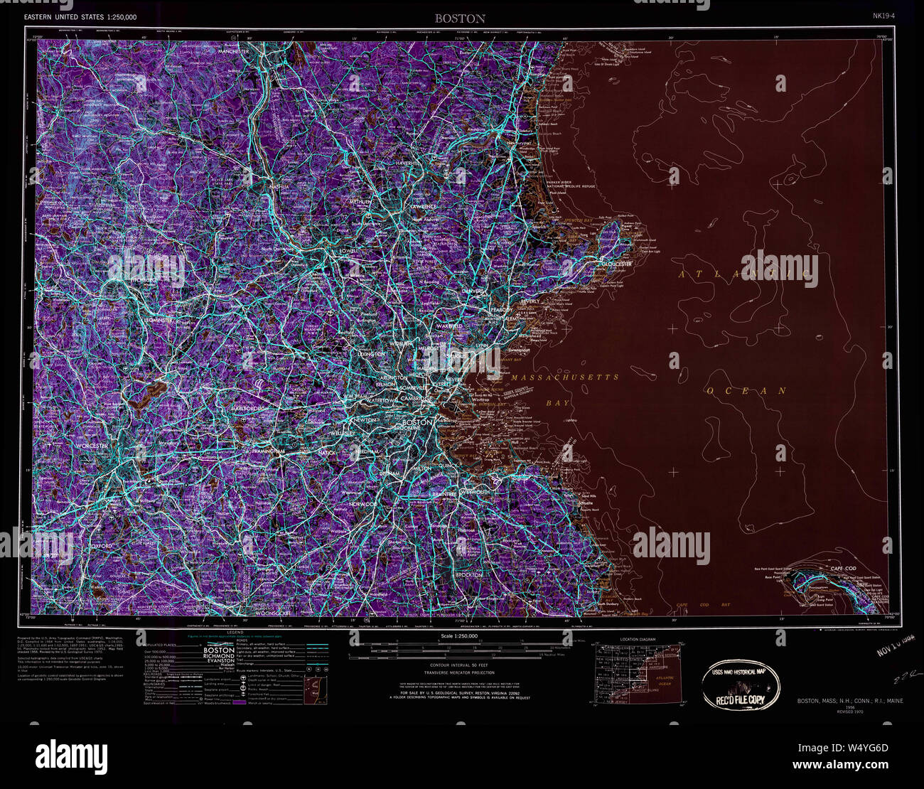 Massachusetts USGS Historical Topo Map MA Boston 353232 1956 250000 ...