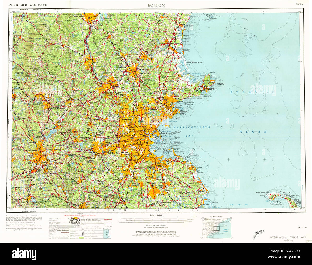 Massachusetts USGS Historical Topo Map MA Boston 353233 1956 250000 ...