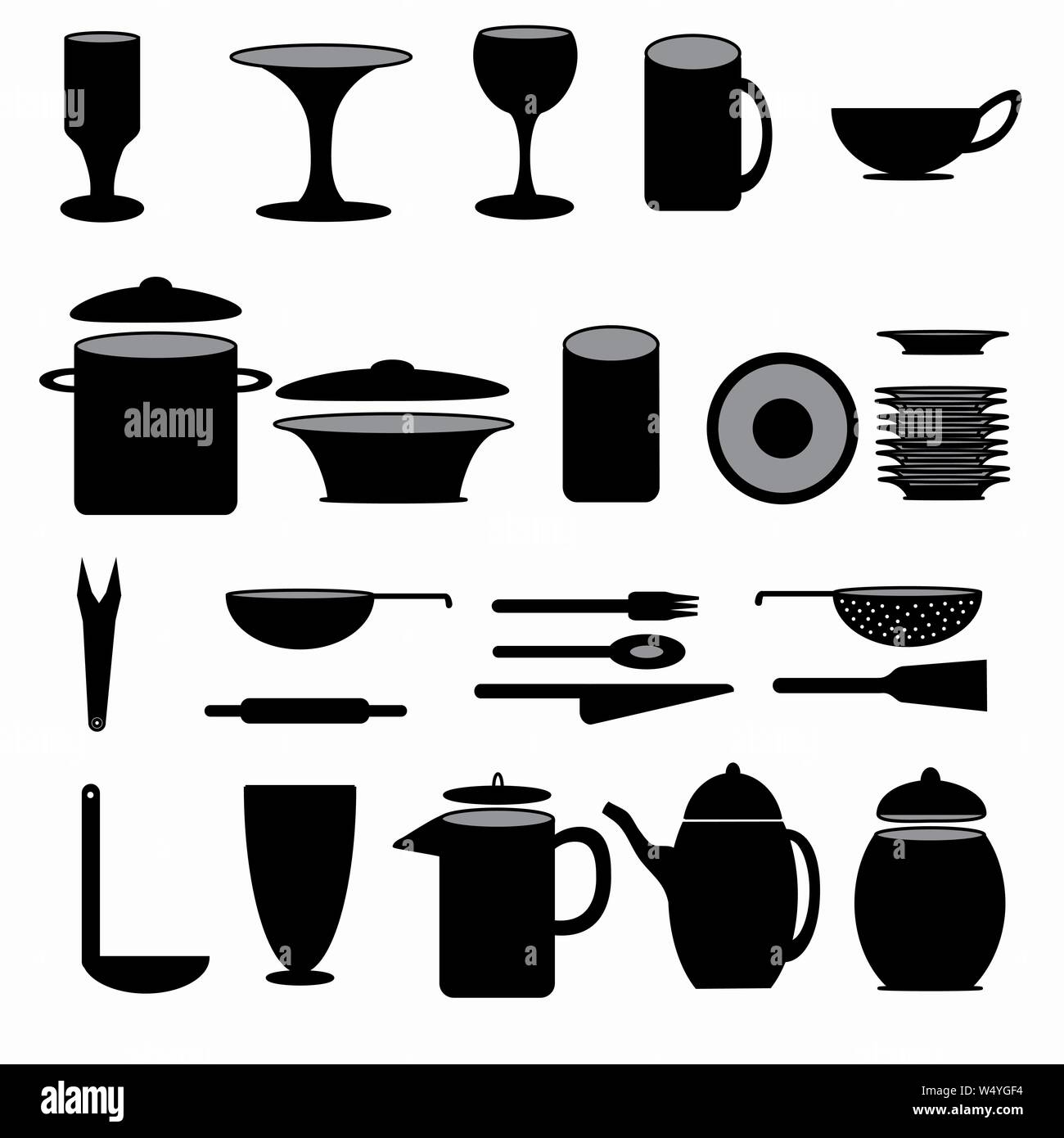 Kitchenware symbols collection vector illustration Stock Vector Image ...