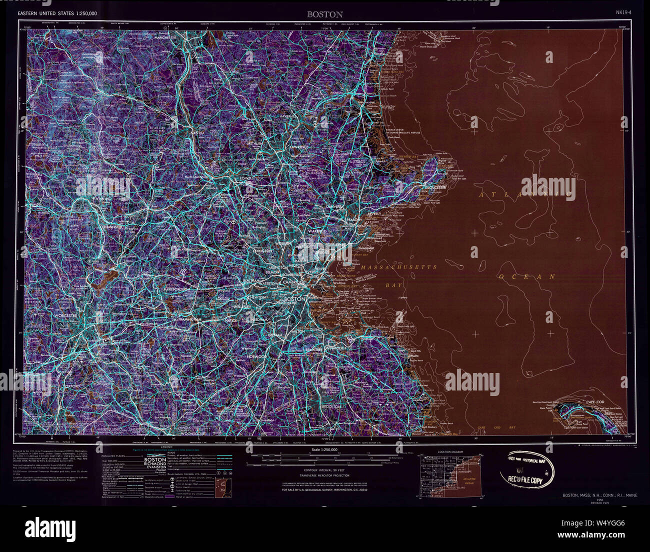 Massachusetts USGS Historical Topo Map MA Boston 353235 1956 250000 ...