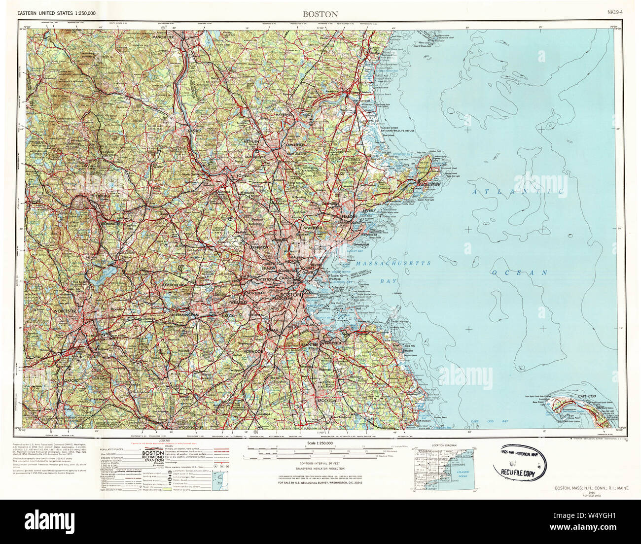 Massachusetts USGS Historical Topo Map MA Boston 353235 1956 250000 ...