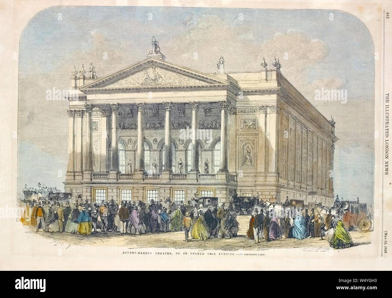 Drawing of the opening of the royal opera house hi-res stock ...