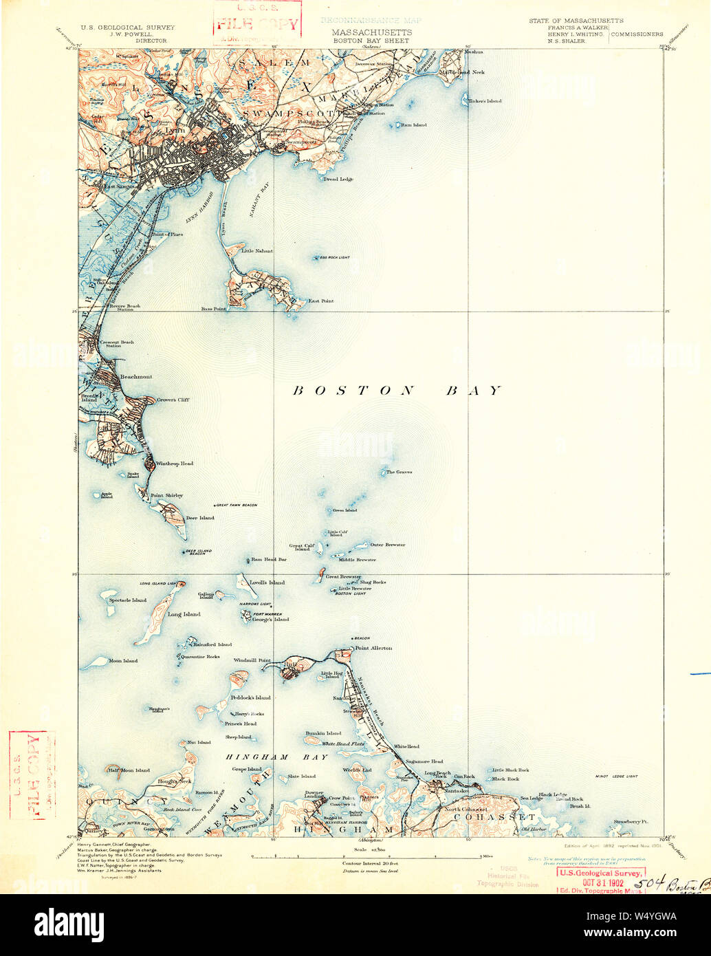 Massachusetts USGS Historical Topo Map MA Boston Bay 352523 1892 62500 ...