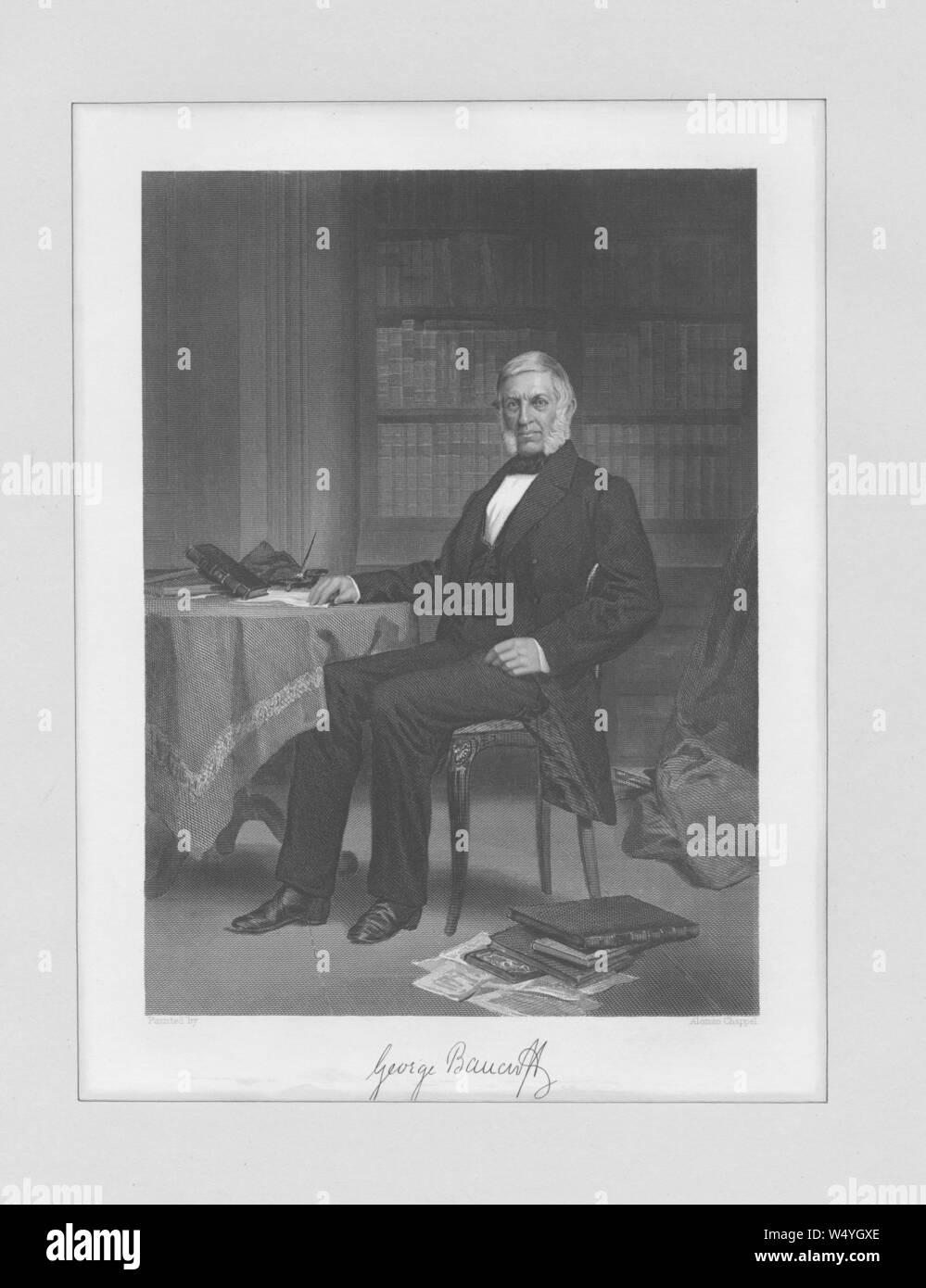 Engraved portrait of George Bancroft, an American historian, and ...