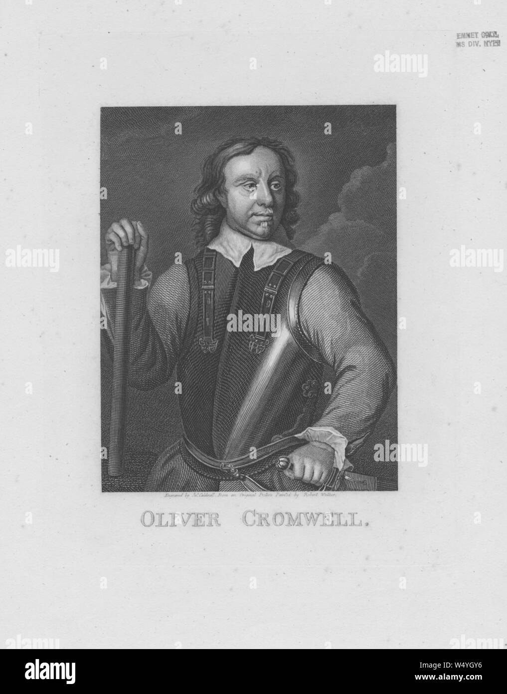 Engraved portrait of Oliver Cromwell, an English military and political ...