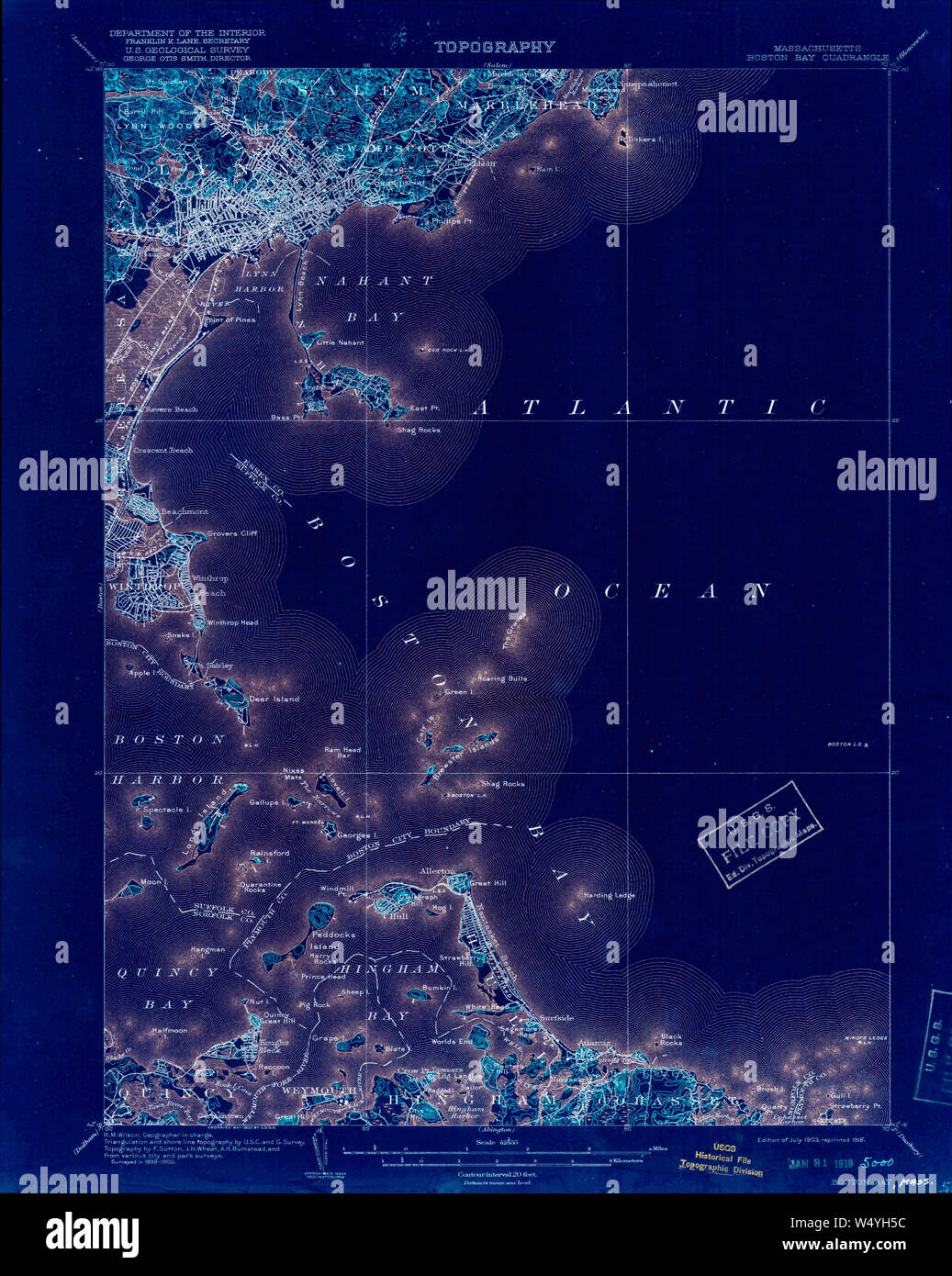 Massachusetts USGS Historical Topo Map MA Boston Bay 352528 1903 62500 ...