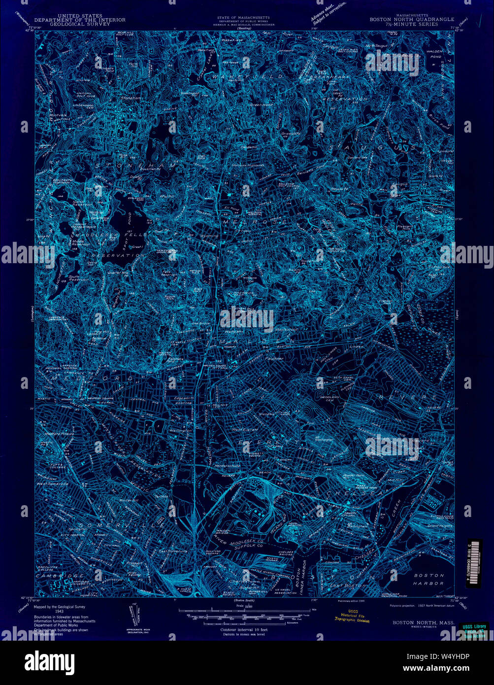 Massachusetts USGS Historical Topo Map MA Boston North 350028 1943 ...