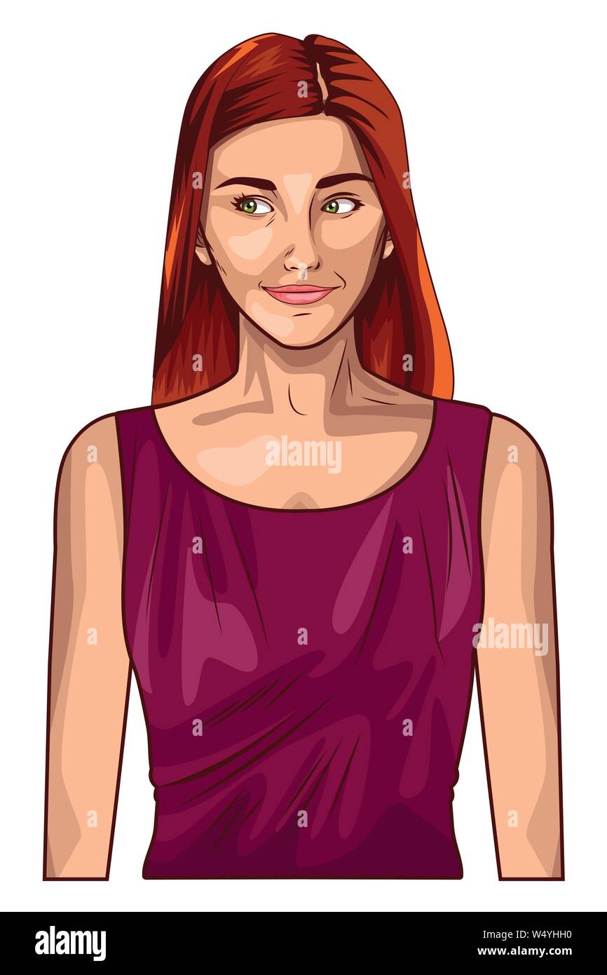 Positive young woman red Stock Vector Images - Alamy