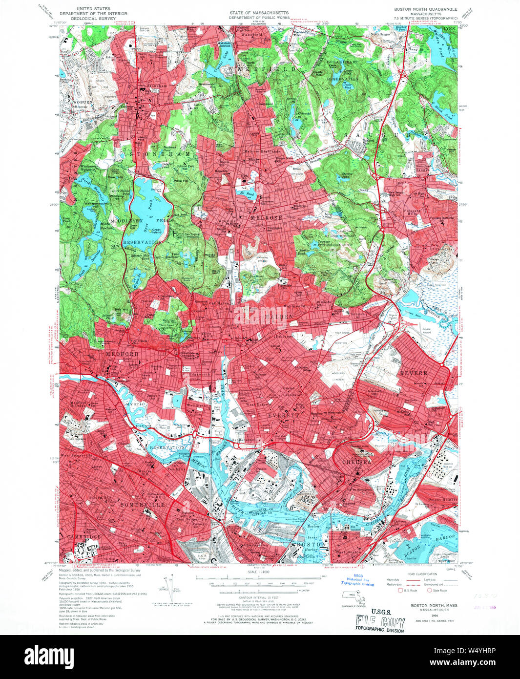 Massachusetts USGS Historical Topo Map MA Boston North 350031 1956 ...