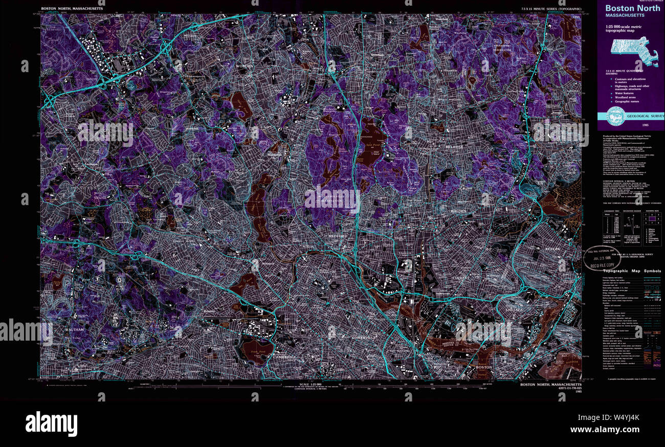 Massachusetts USGS Historical Topo Map MA Boston North 350866 1985 ...