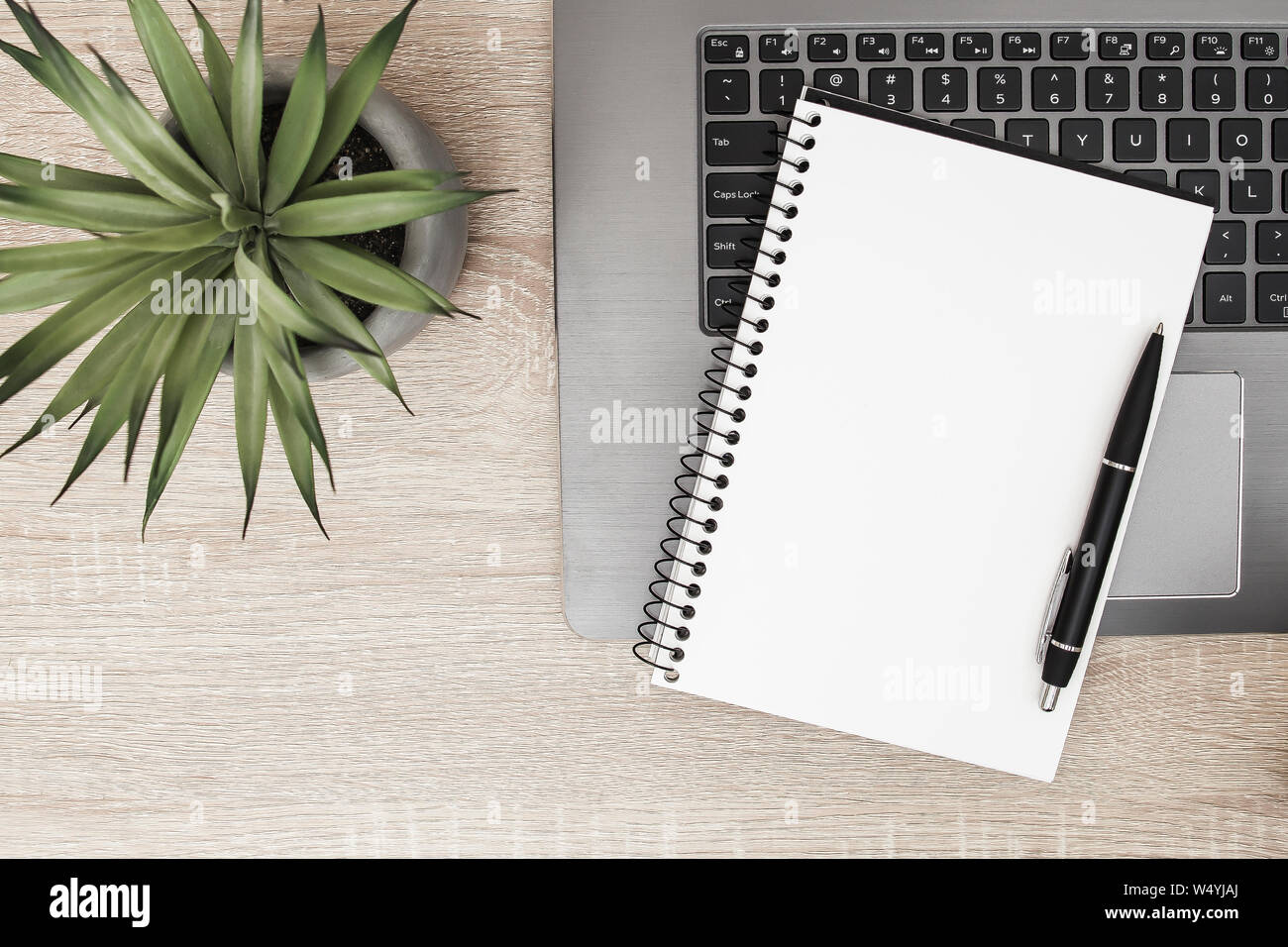 Business workspace flat lay top view computer background, creative ...