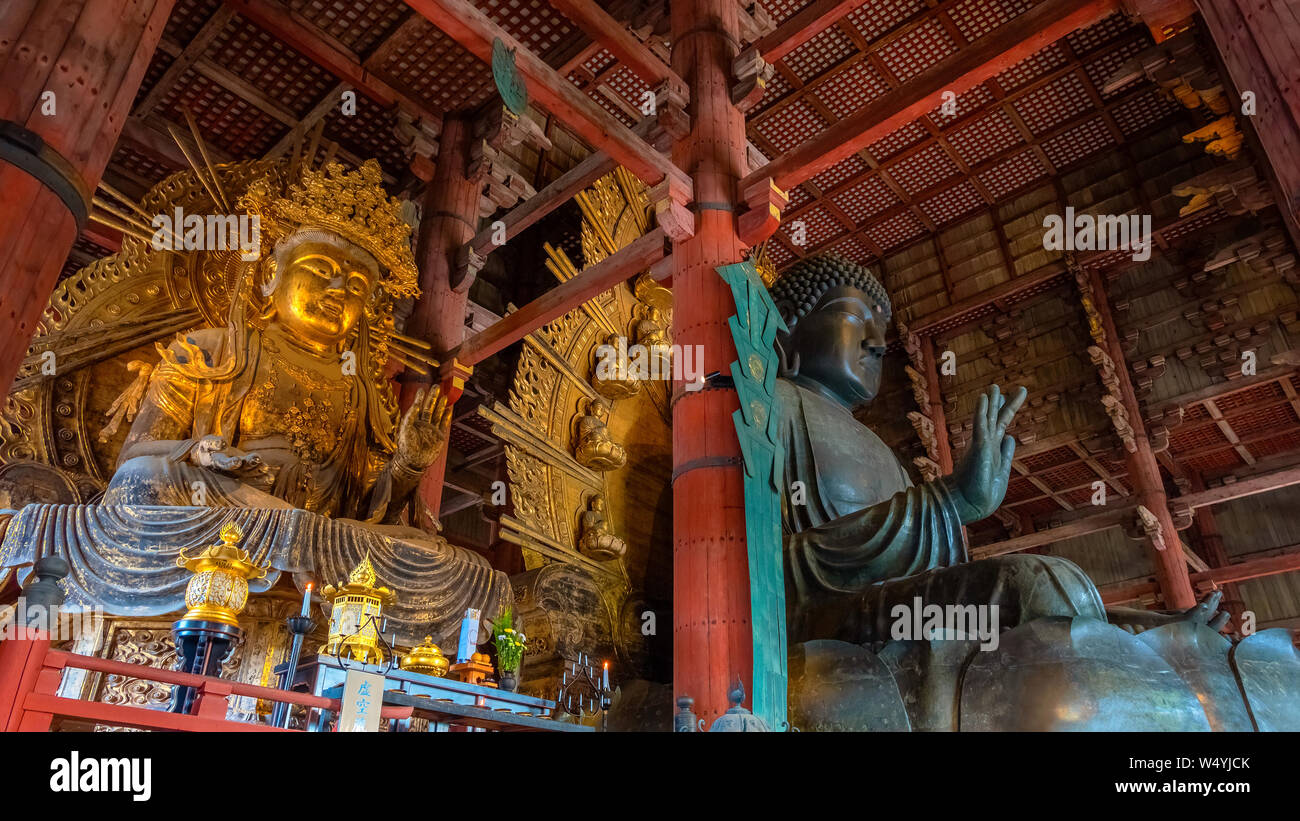 Nara, Japan - October 29 2018: Daibutsu - the great Buddha with Kokuzo ...