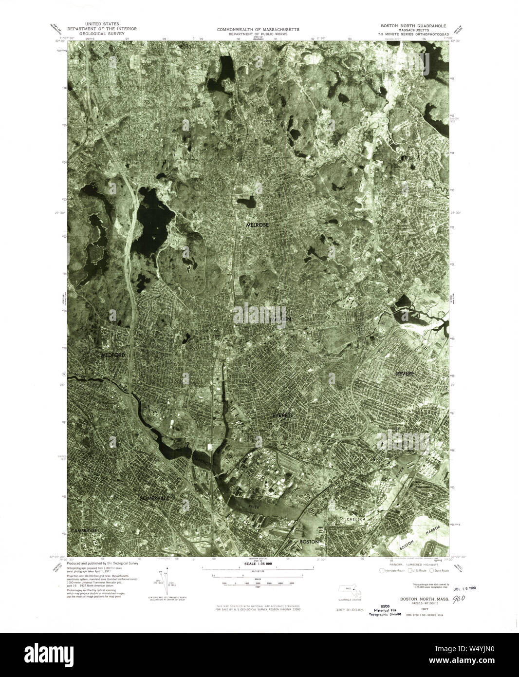 Massachusetts USGS Historical Topo Map MA Boston North 350869 1977 ...