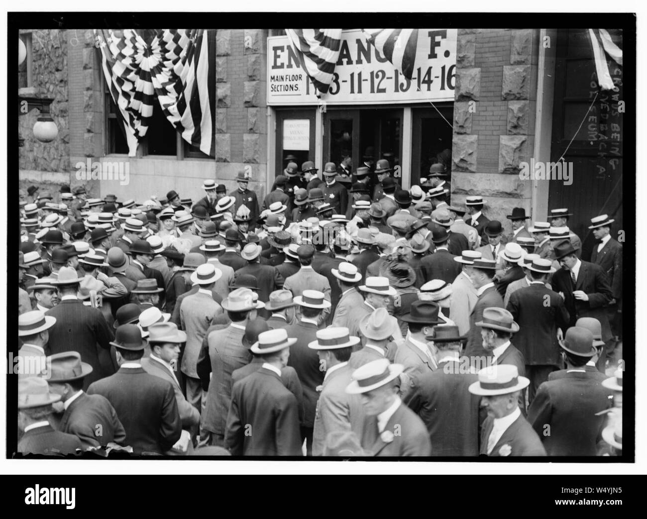 Crowd being turned back at Coliseum Stock Photo - Alamy