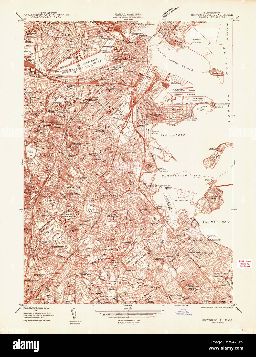 Massachusetts USGS Historical Topo Map MA Boston South 350033 1944 ...