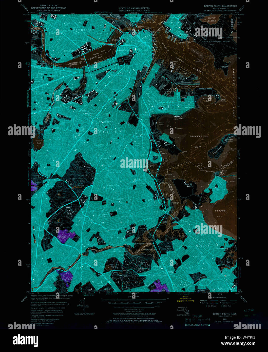 Massachusetts USGS Historical Topo Map MA Boston South 350036 1956 ...
