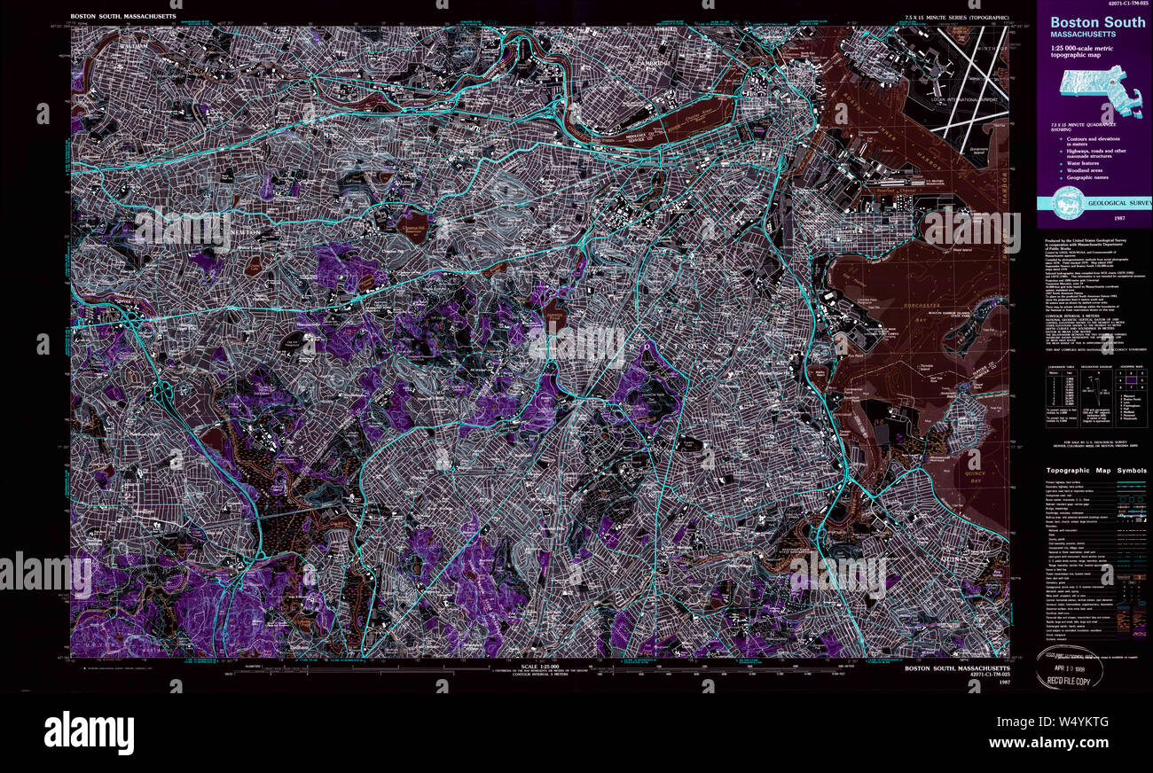 Massachusetts USGS Historical Topo Map MA Boston South 350871 1987 ...