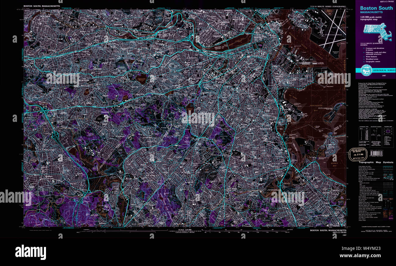 Massachusetts USGS Historical Topo Map MA Boston South 350872 1987 ...