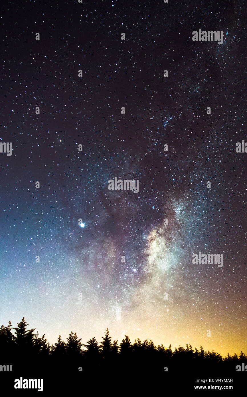 Stars in night sky, bright starry landscape with bright lights milky ...