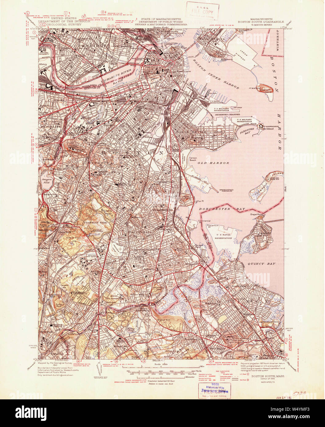 Massachusetts USGS Historical Topo Map MA Boston South 351576 1946 ...