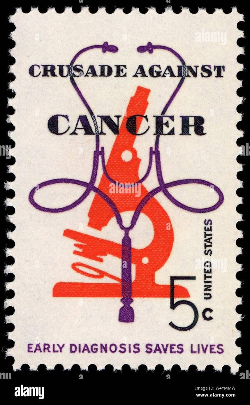 Crusade Against Cancer 5c 1965 issue U.S. stamp Stock Photo - Alamy