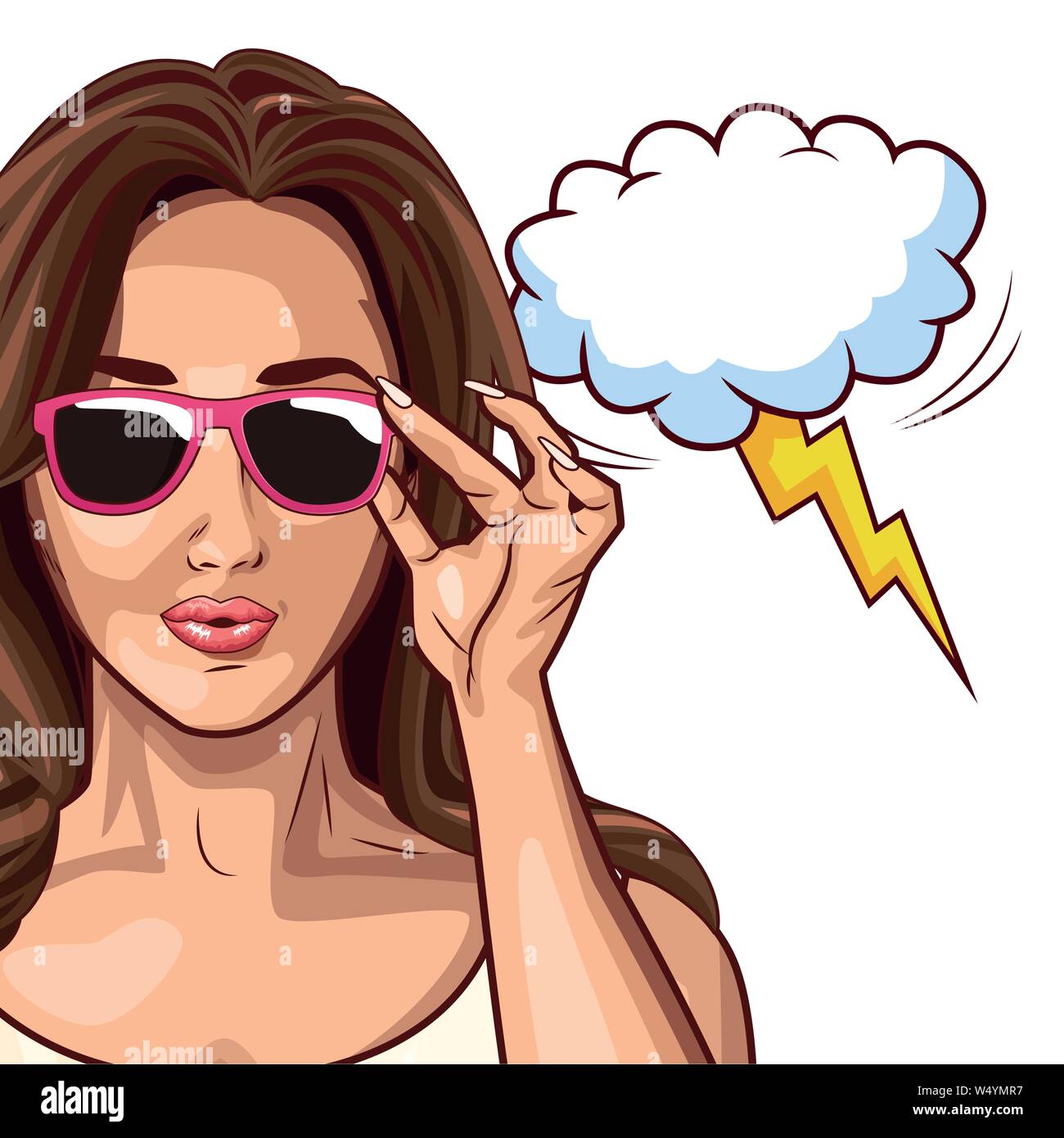 Beautiful smiling thinking young woman Stock Vector Images - Alamy