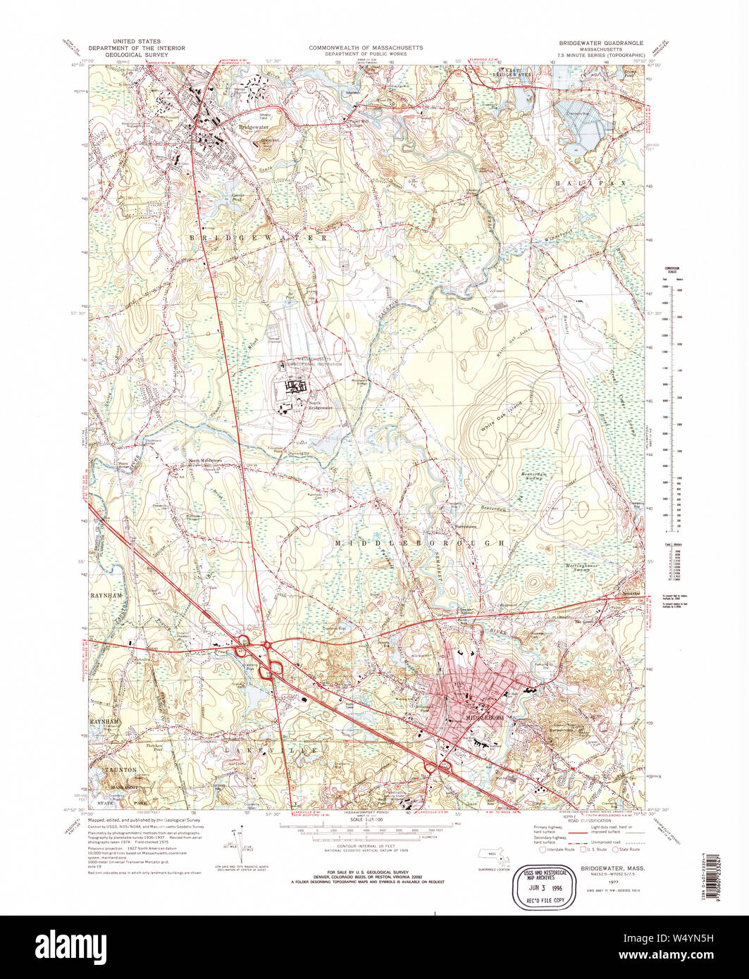Massachusetts USGS Historical Topo Map MA Bridgewater 350879 1977 25000 ...