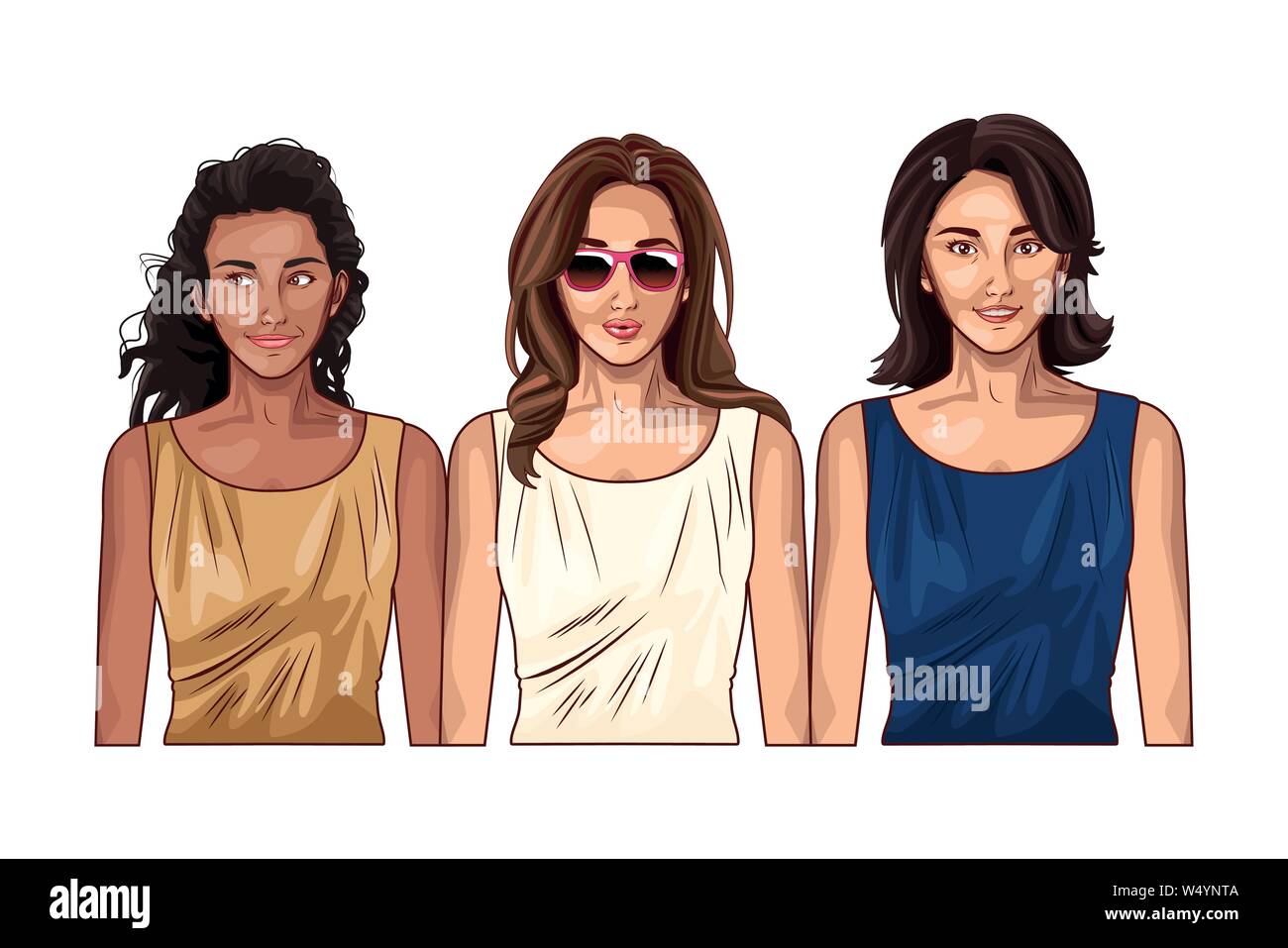 Pop art women models smiling cartoon Stock Vector Image & Art - Alamy