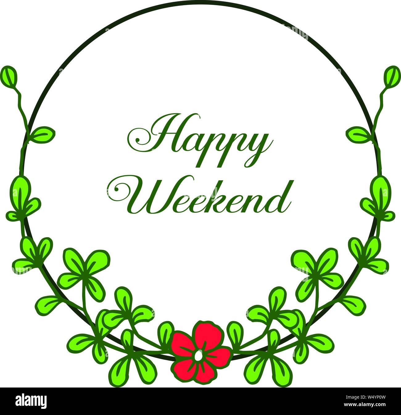 Happy weekend, pattern of leaf flower frame, isolated on white ...