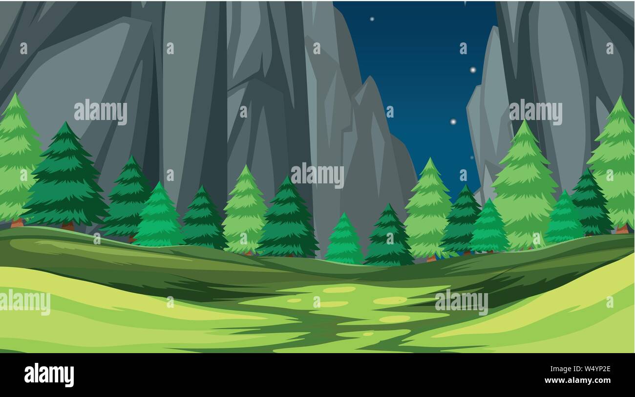 Outdoor nature scene at night illustration Stock Vector Image & Art - Alamy