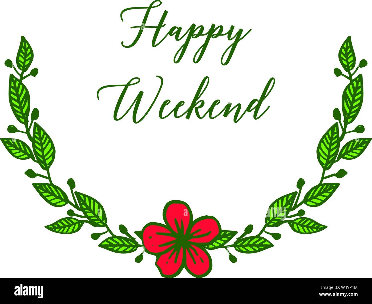 Happy weekend, pattern of leaf flower frame, isolated on white ...