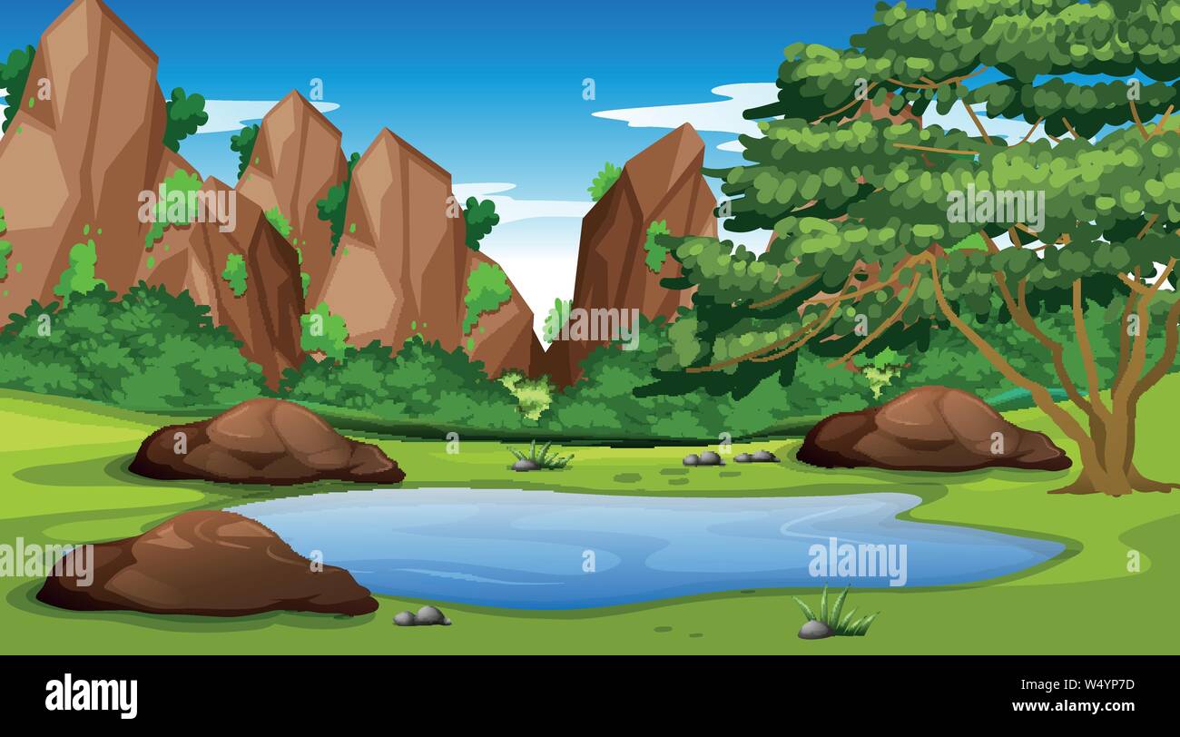 Nature scene landscape template illustration Stock Vector Image & Art ...