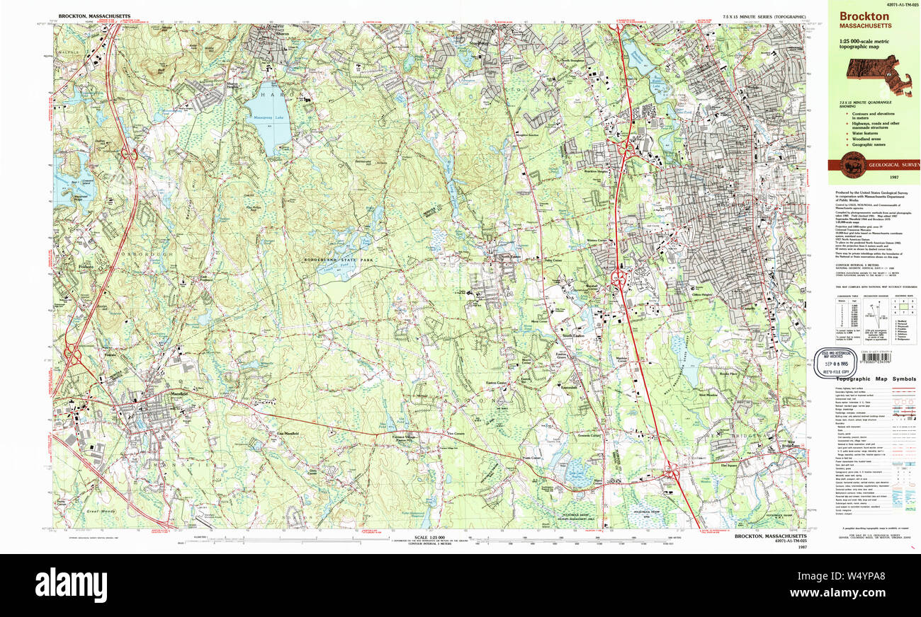 Massachusetts USGS Historical Topo Map MA Brockton 350881 1987 25000 ...