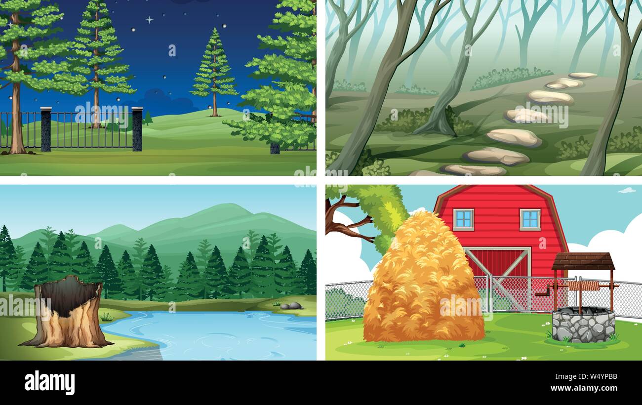 Set of different scenes illustration Stock Vector Image & Art - Alamy