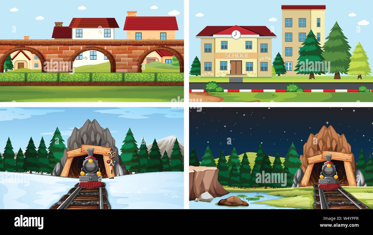 Set of different scenes illustration Stock Vector Image & Art - Alamy