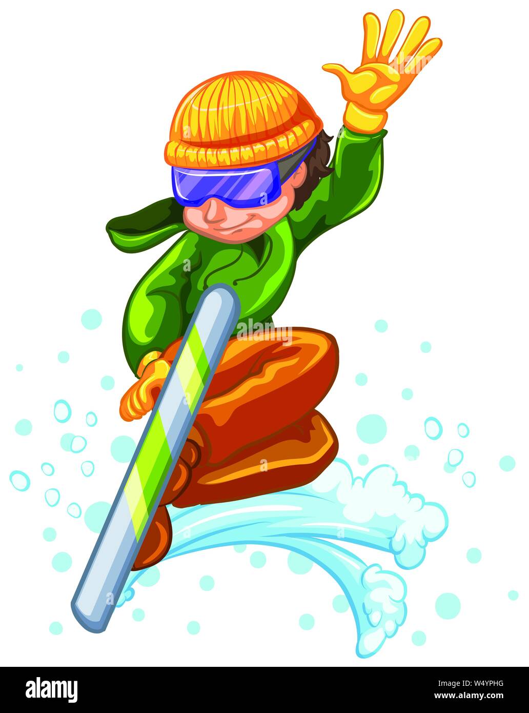 Boy snowboarding white background illustration Stock Vector Image & Art ...