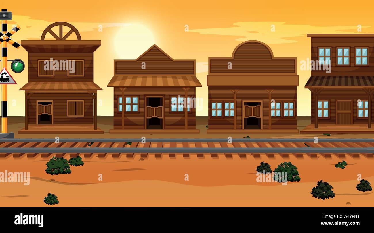 Desert town background scene illustration Stock Vector Image & Art - Alamy