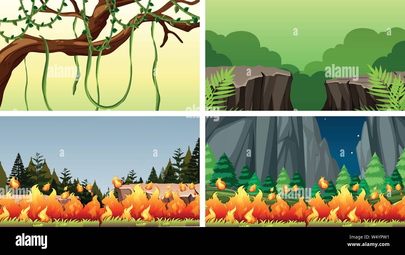 Set of scenes in nature setting illustration Stock Vector Image & Art ...