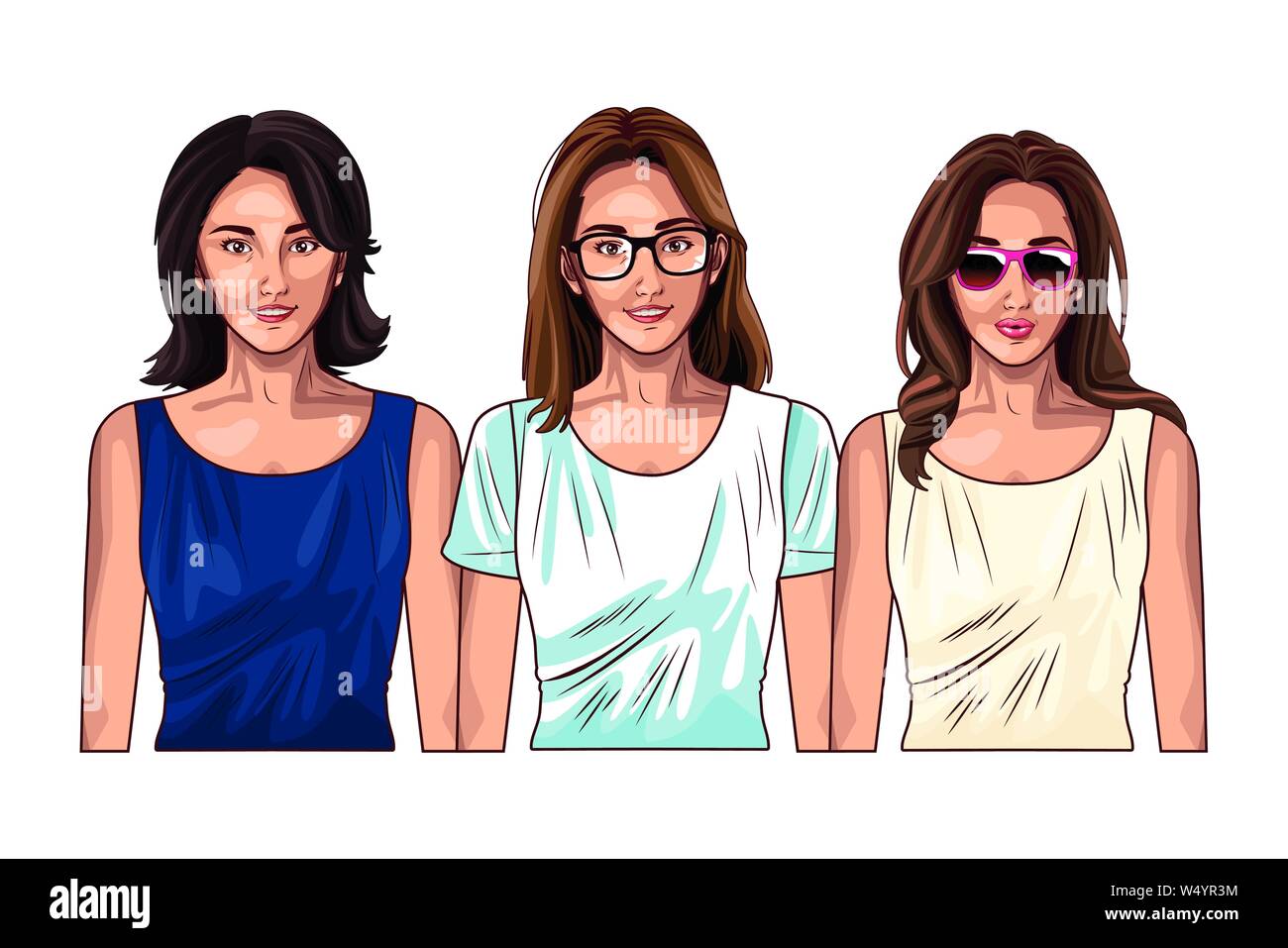 Pop art women models smiling cartoon Stock Vector Image & Art - Alamy