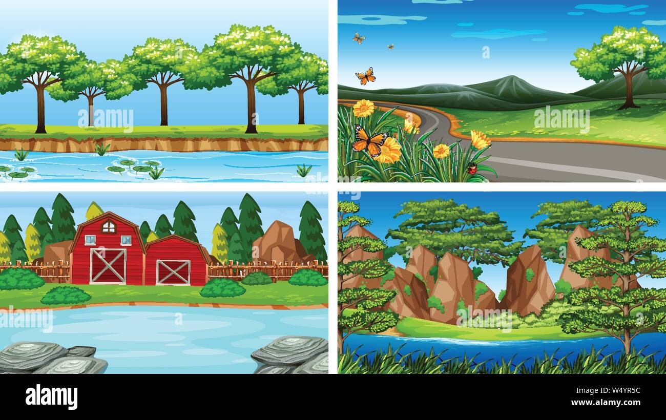 Set of nature scenes illustration Stock Vector Image & Art - Alamy