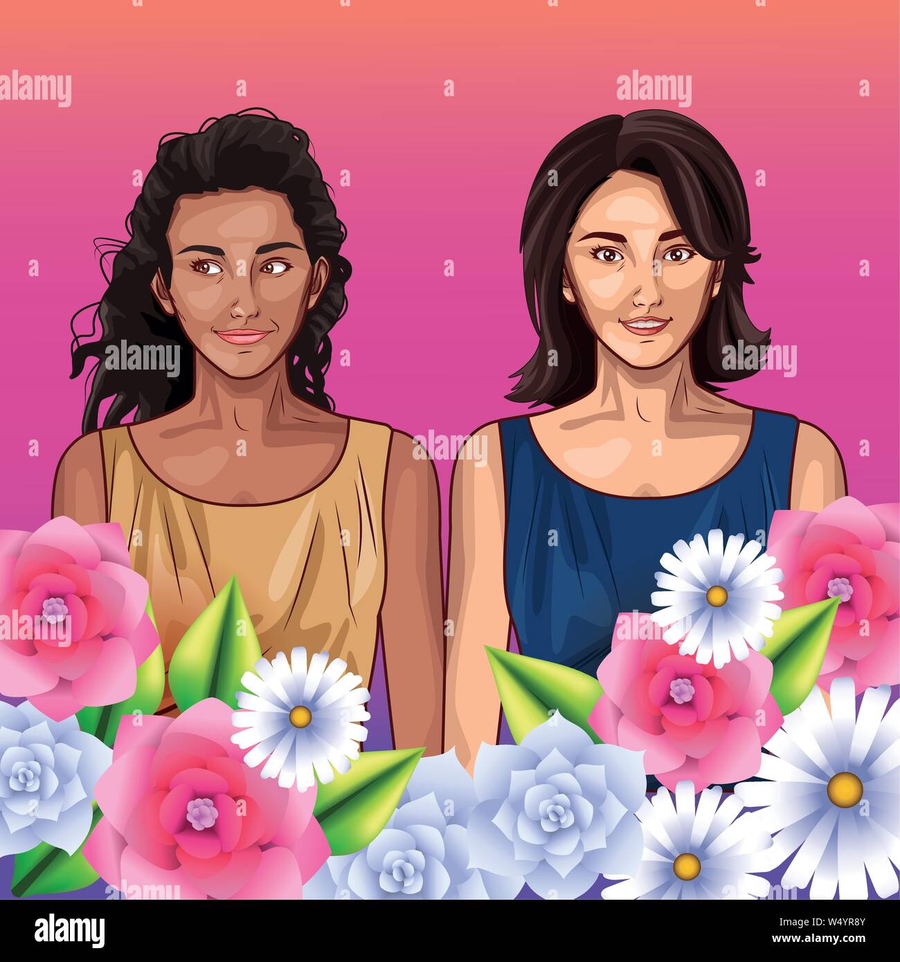 Pop art women models smiling cartoon Stock Vector Image & Art - Alamy