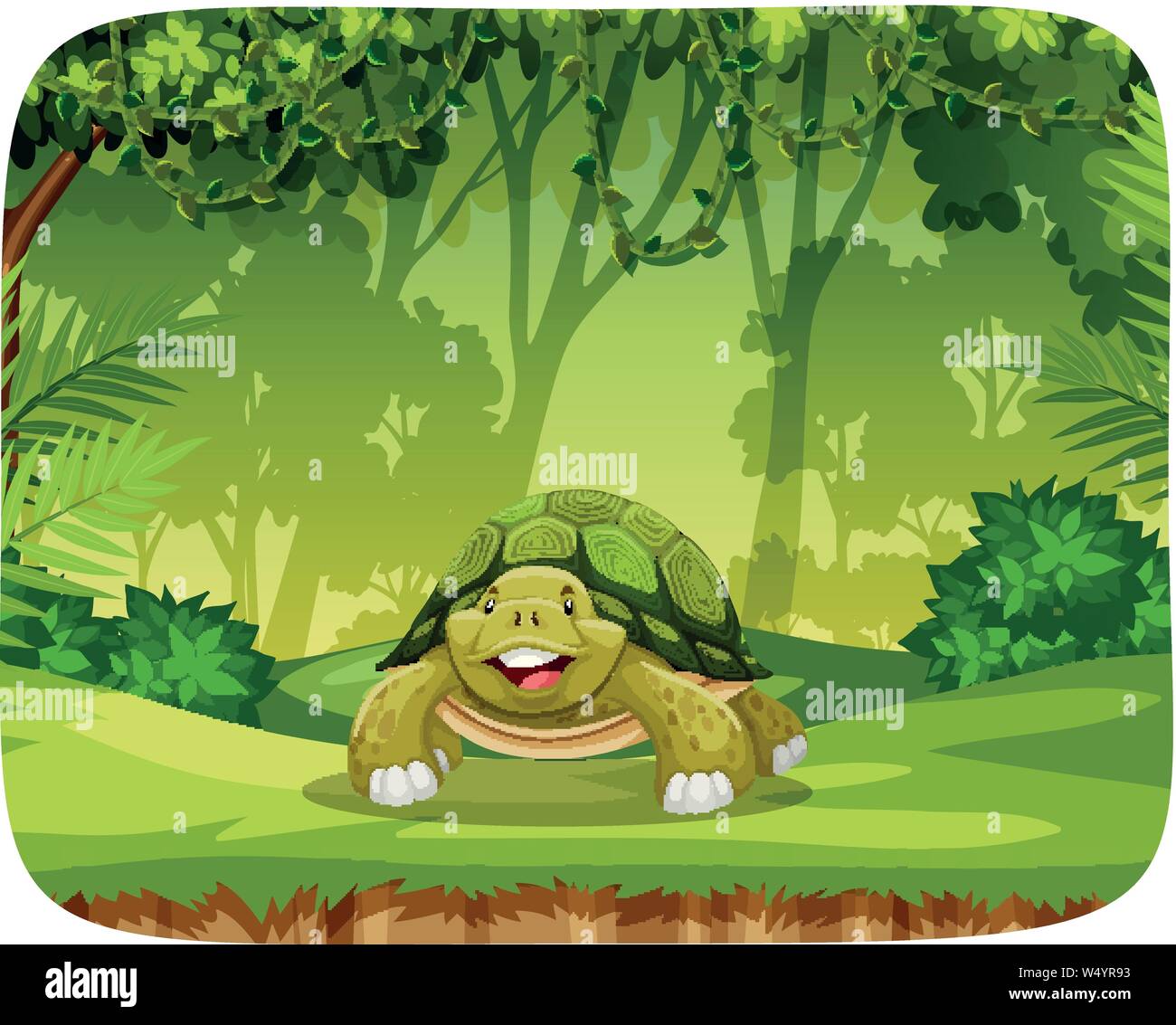 Turtle in jungle theme setting illustration Stock Vector Image & Art ...