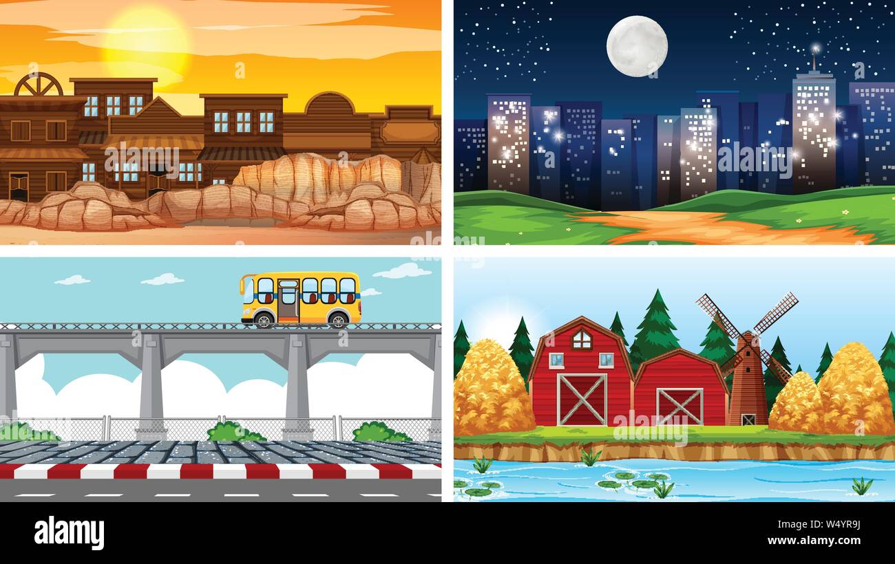 Set of different scenes illustration Stock Vector Image & Art - Alamy